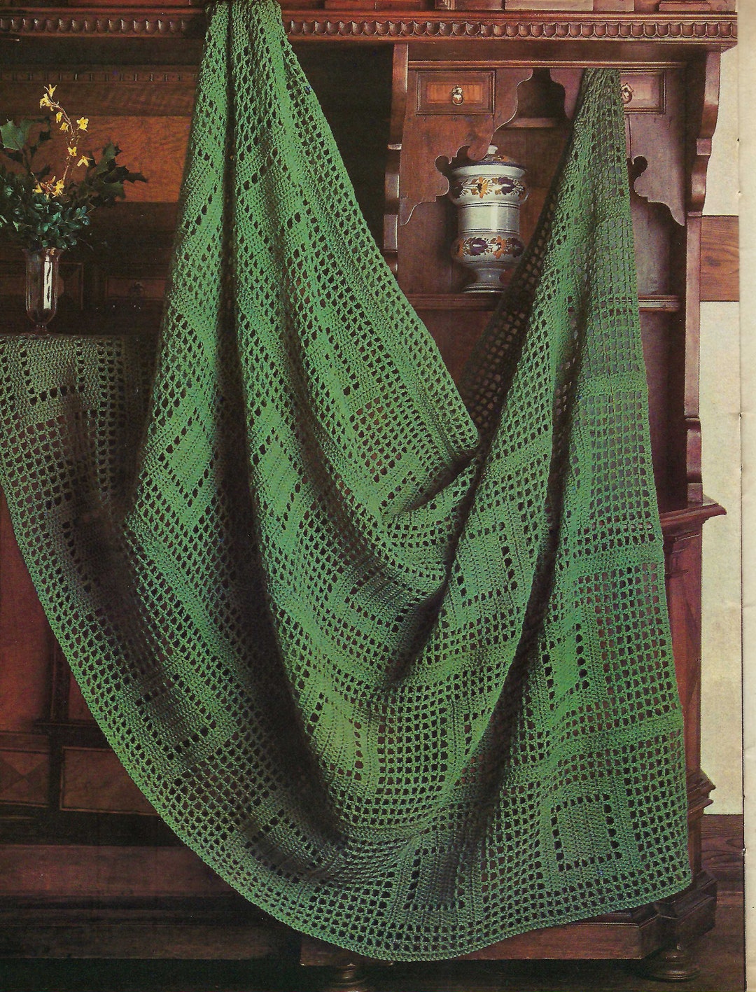 Filet Afghan Vintage Crochet Pattern PDF - Etsy