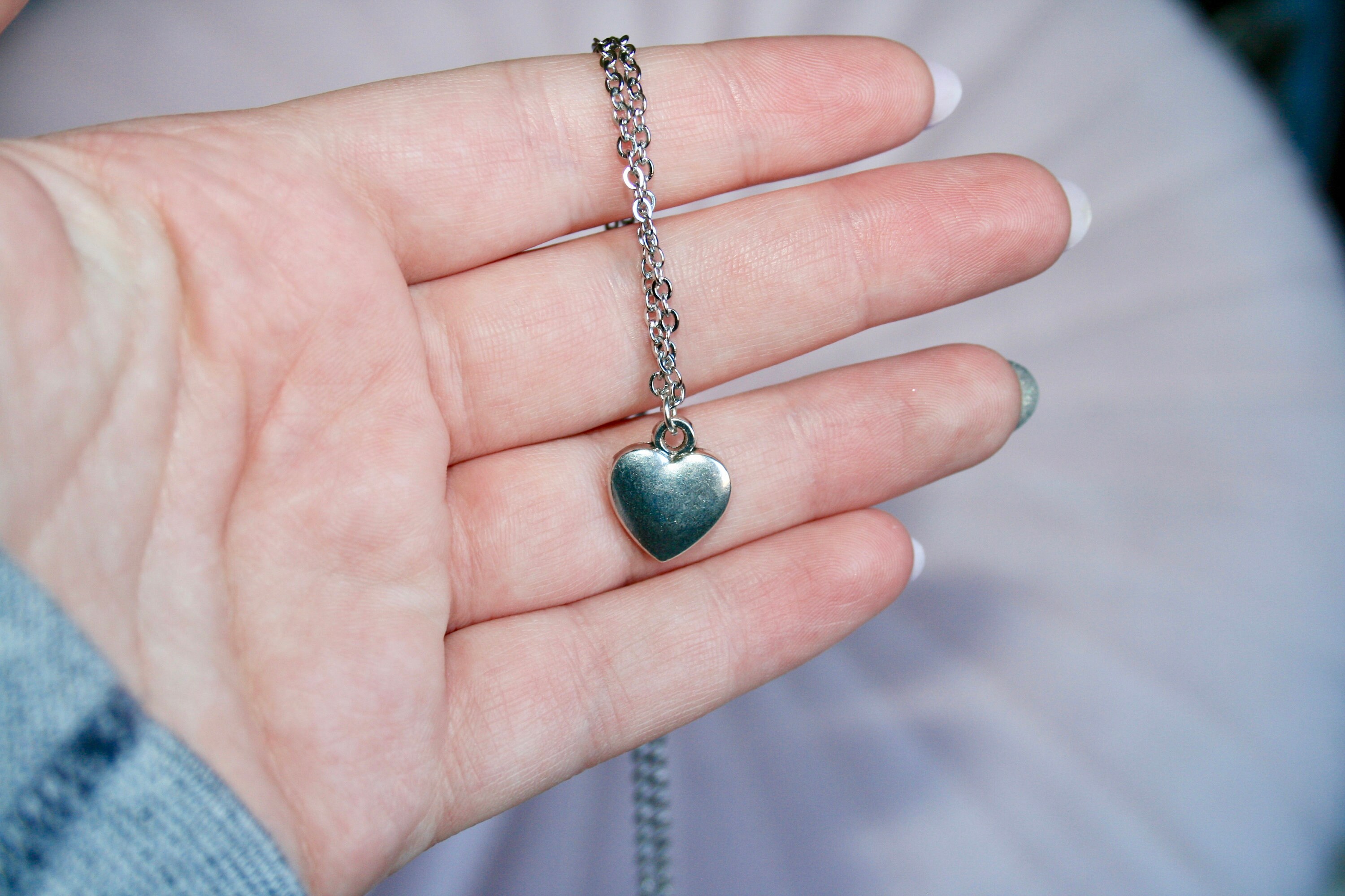 Small Silver Heart Necklace Silver Heart Necklace Heart - Etsy UK