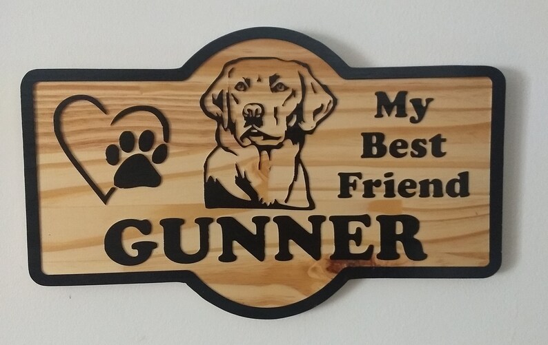 Carved wood dog sign | Etsy