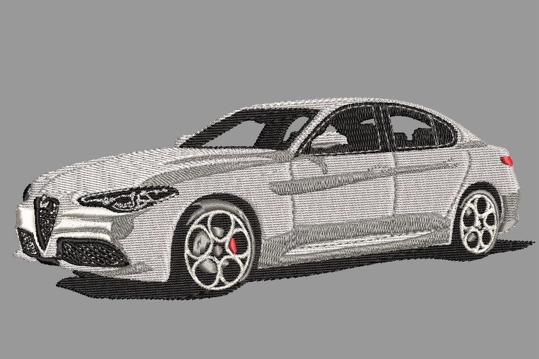 Car Embroidery Designs Alfa Romeo Giulia, Realistic Embroidery Machine ...