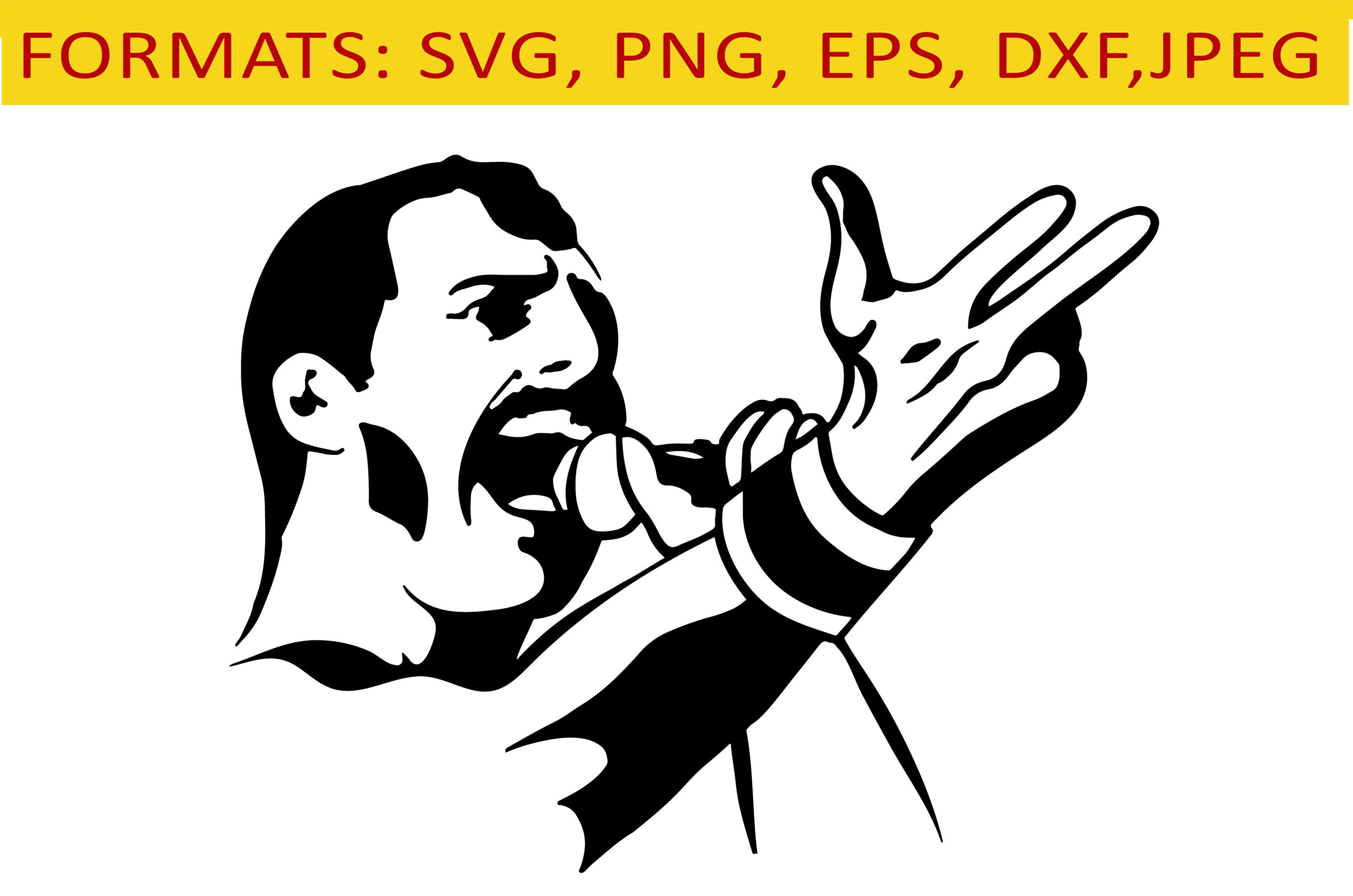 Freddie Mercury Silhouette Cutting SVG Files Clipart Instant - Etsy Canada