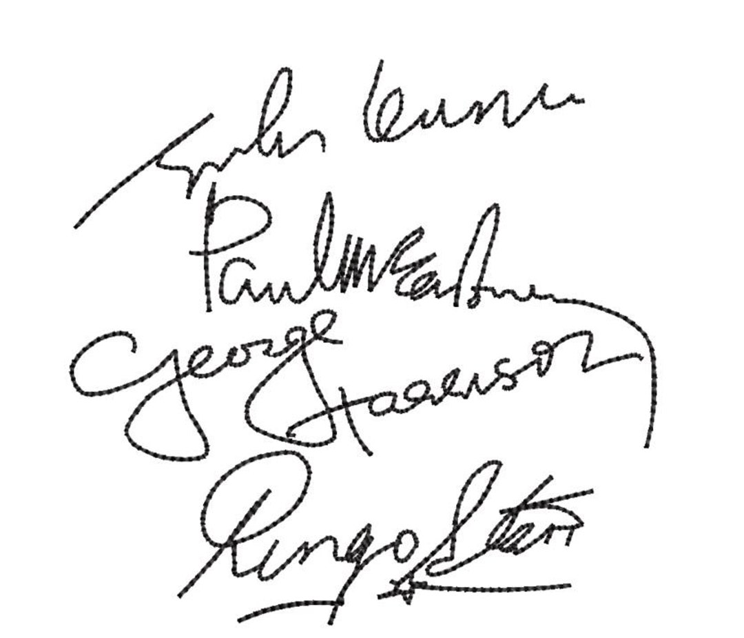 Beatles Autograph Embroidery Design Instant Download, Embroidery ...