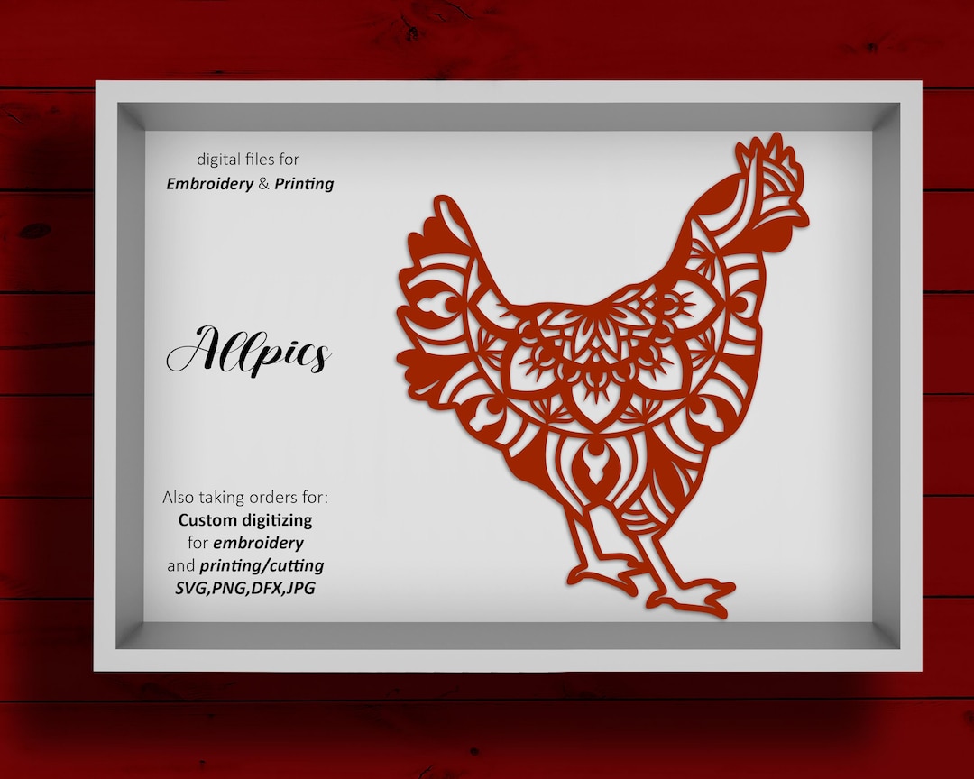 Hen Mandala Cutting SVG Files, Clipart Instant Download, Cutting DXF ...
