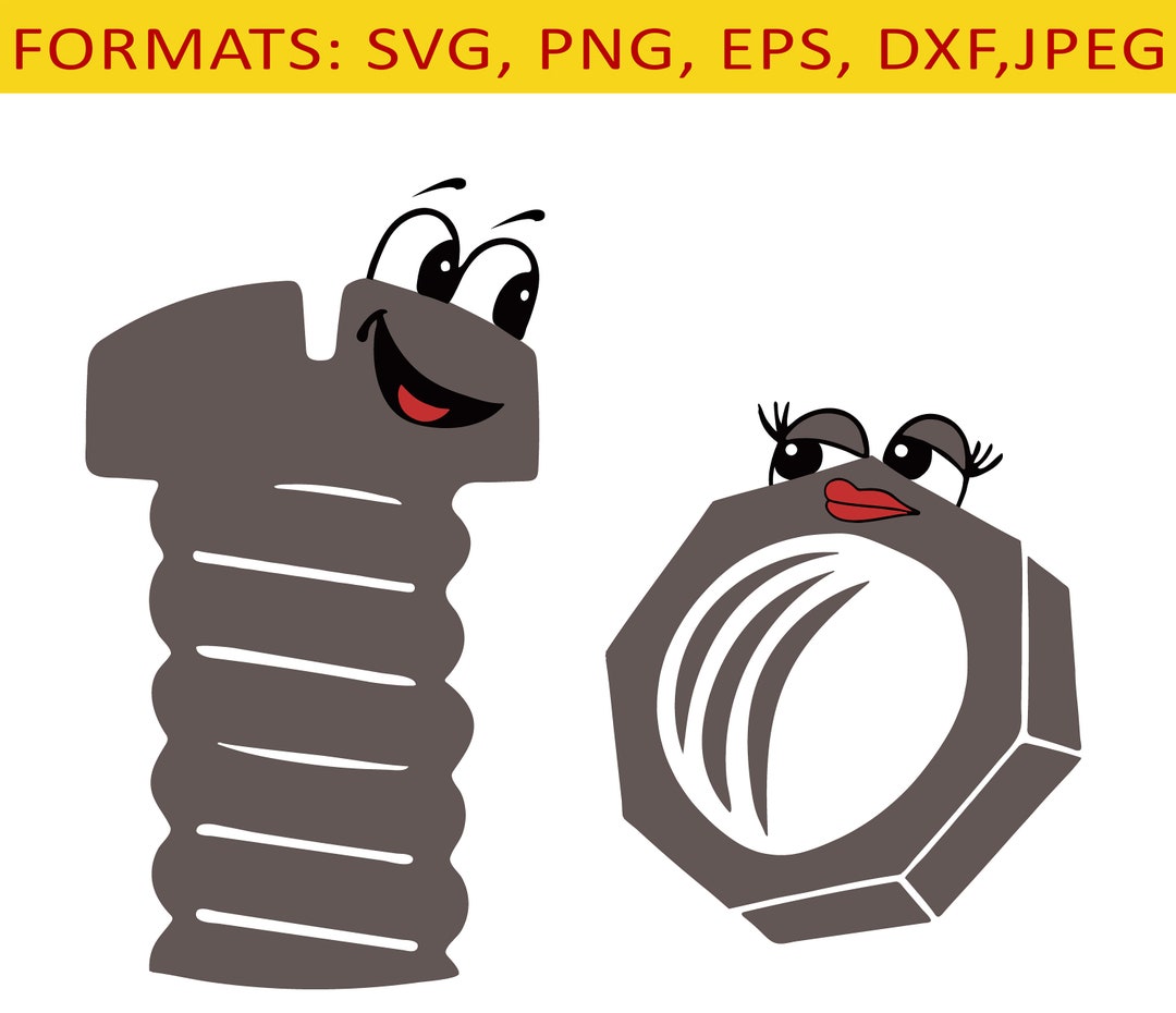 Funny Couples T-shirt Design: Bolt & Nut SVG Clipart (digital Download ...