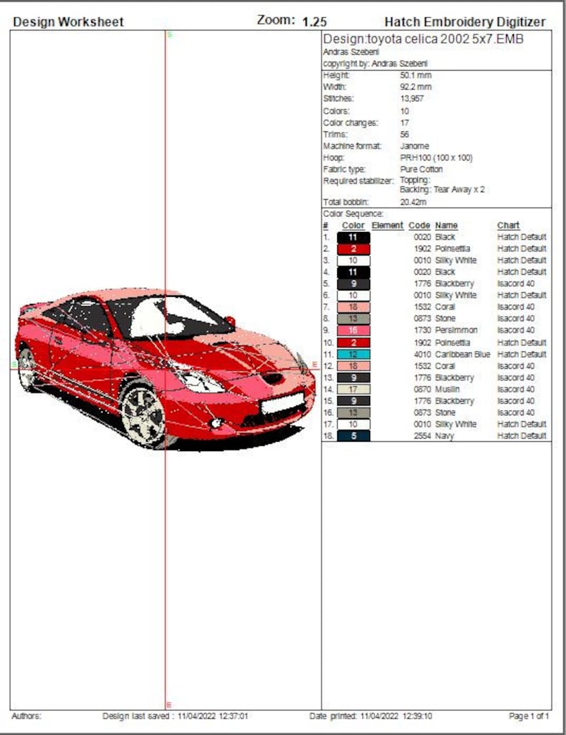 Toyota Celica 2002 Embroidery Machine Files 2 Sizes - Etsy
