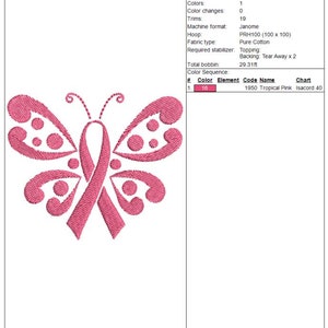 Embroidery Design Breast Cancer Fighter Ribbon Butterfly Embroidery ...