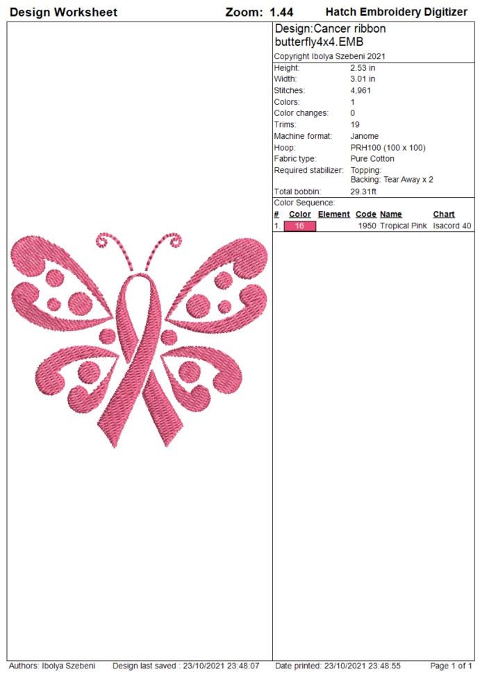 Embroidery Design Breast Cancer Fighter Ribbon Butterfly Embroidery ...