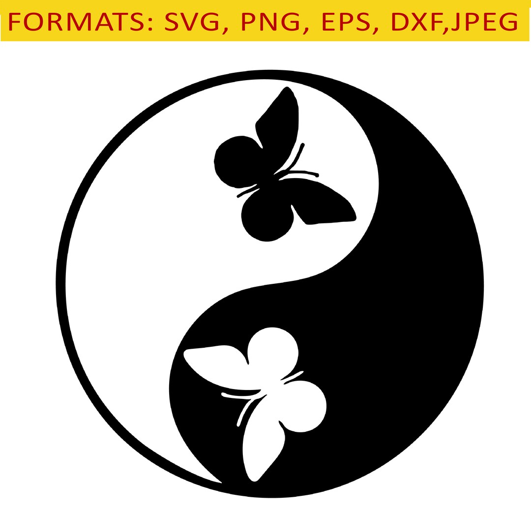 Yin Yang Butterfly SVG Cutting Files, Sublimation PNG Clipart Instant ...