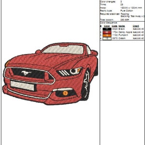 Car Embroidery Design Mustang, 4 Sizes - Etsy