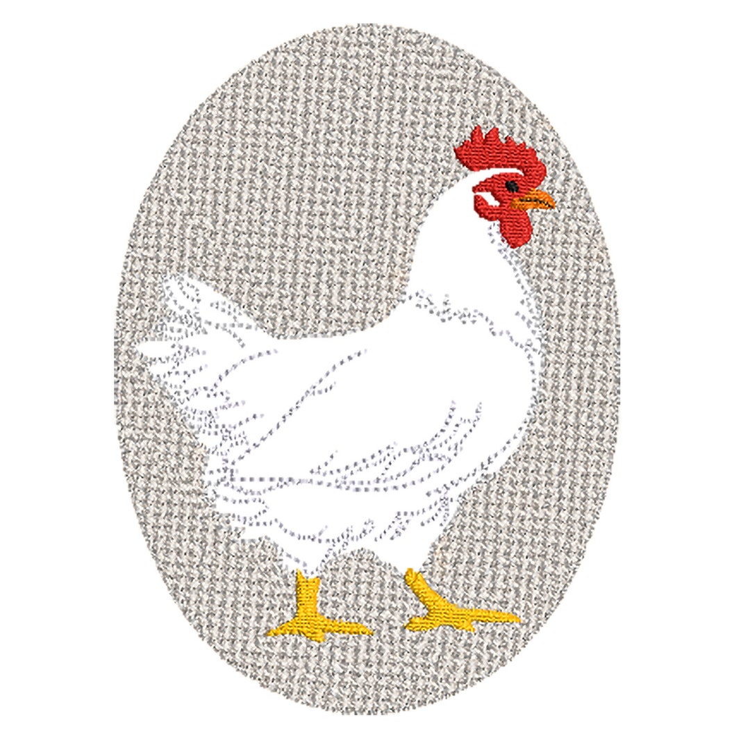 Hen Embroidery Design, Inverse Embroidery for Fluffy Fabric, Fur or ...