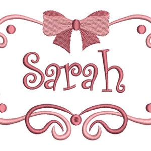 Embroidery Design Bow Monogram Frame With or Without Knockdown Stitch 4 ...