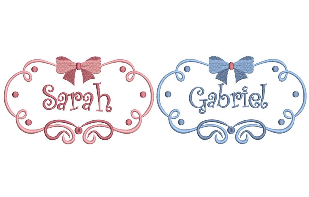 Embroidery Design Bow Monogram Frame With or Without Knockdown Stitch 4 ...