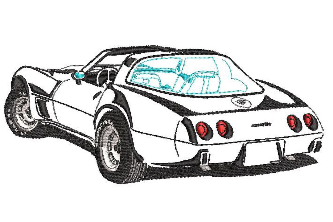 Iconic Car Corvette 1978 Minimal Embroidery Design. Car Embroidery ...