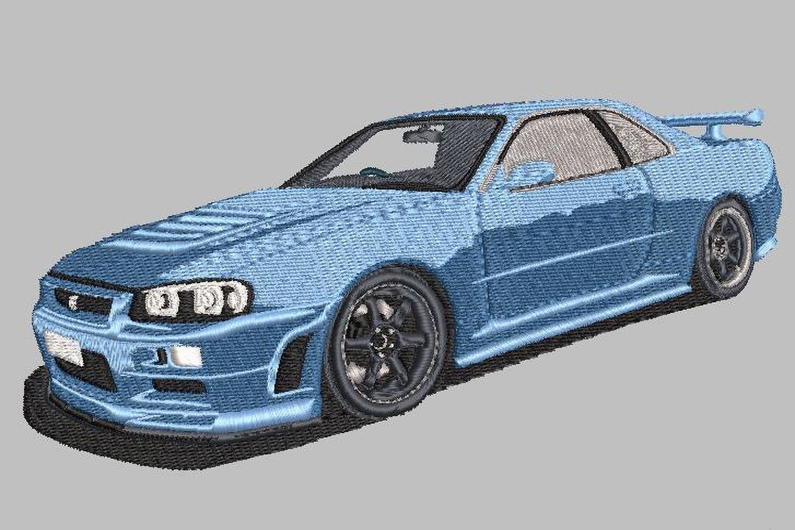 Embroidery Files Skyline R34 GT-R Realistic Embroidery Design - Etsy