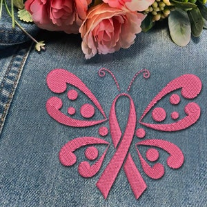 Embroidery Design Breast Cancer Fighter Ribbon Butterfly Embroidery ...