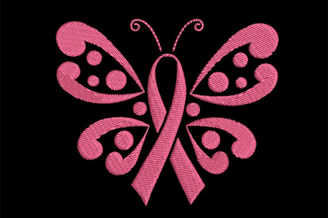Embroidery Design Breast Cancer Fighter Ribbon Butterfly Embroidery ...