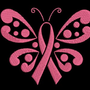 Embroidery Design Breast Cancer Fighter Ribbon Butterfly Embroidery ...
