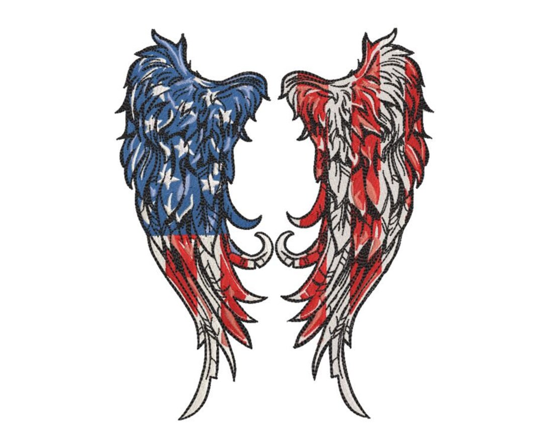 Wings With USA Flag Colors Embroidery Design Instant Download ...