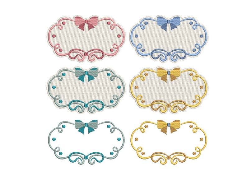 Embroidery Design Bow Monogram Frame With or Without Knockdown Stitch 4 ...