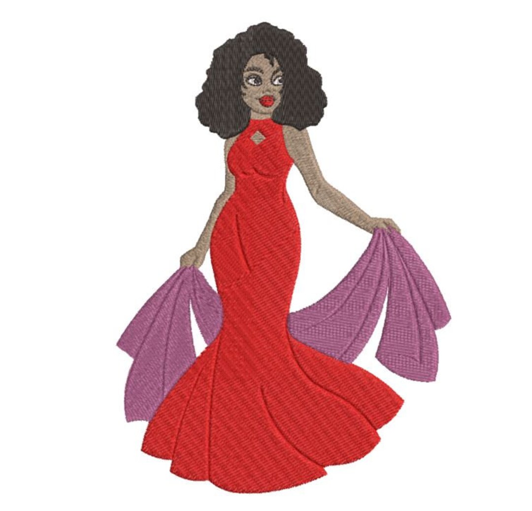 Embroidery Design Beautiful Black Woman Embroiderymachine File 2 Sizes ...