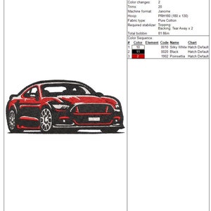 Embroidery Design Mustang 2015 Car Embroidery File 2 Sizes Stickdatei ...