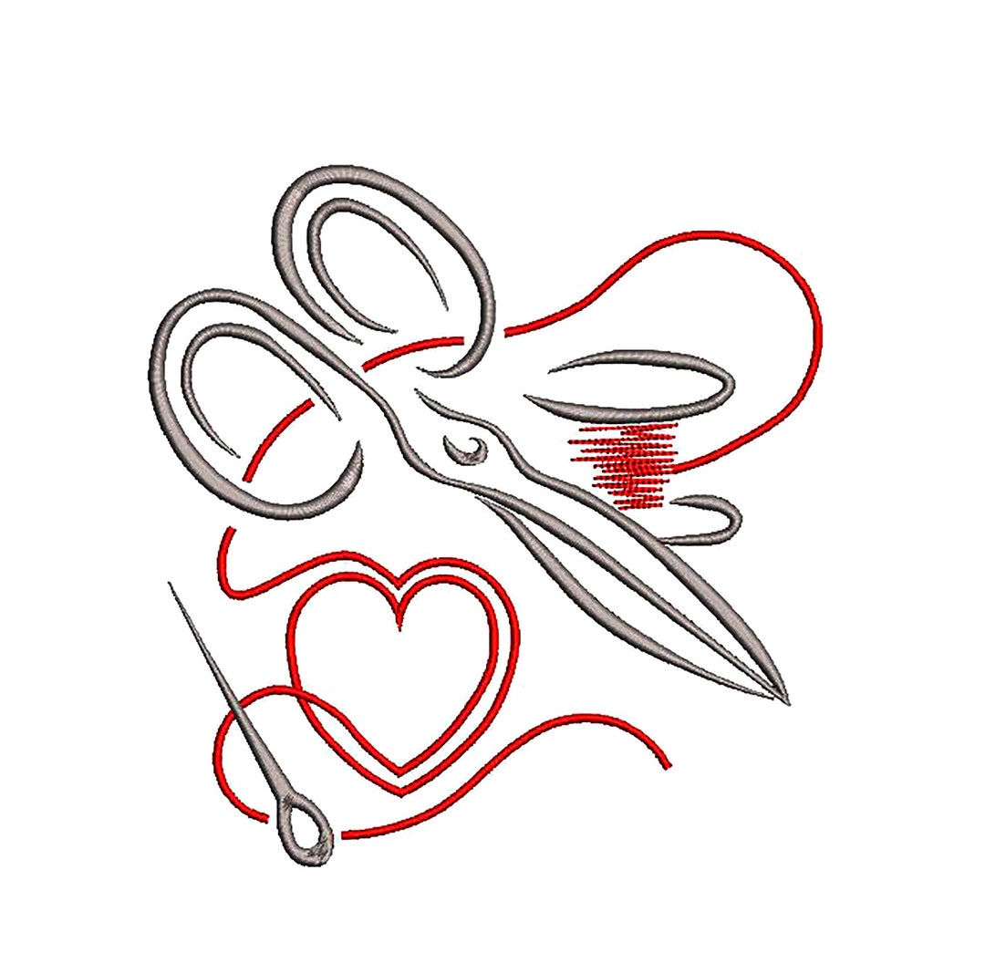Embroidery for Sewing Enthusiasts Scissors and Thread, Instant Download ...