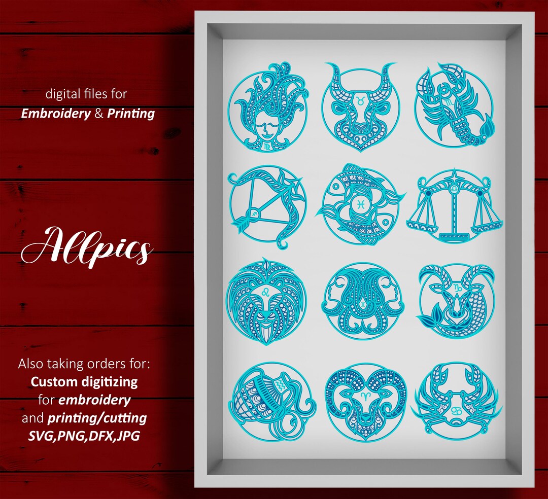 Zodiac Signs Bundle: Printable PNG & SVG Cutting Files Created With ...