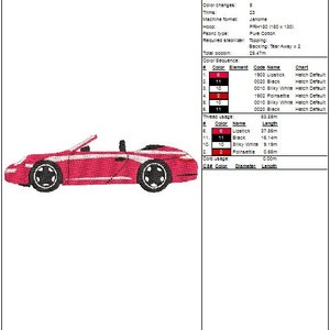 Embroidery Designs Car Porsche 911 Convertible 2006 Minimalist ...