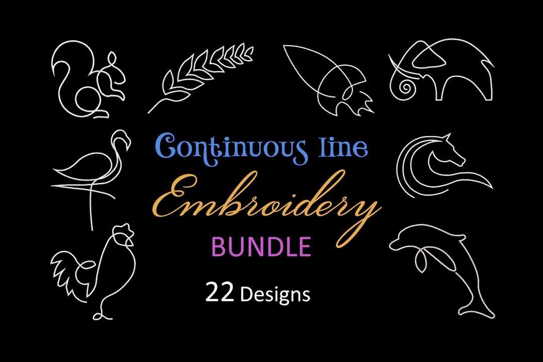 Embroidery Designs BUNDLE Continuous Line Embroidery Designs. - Etsy UK