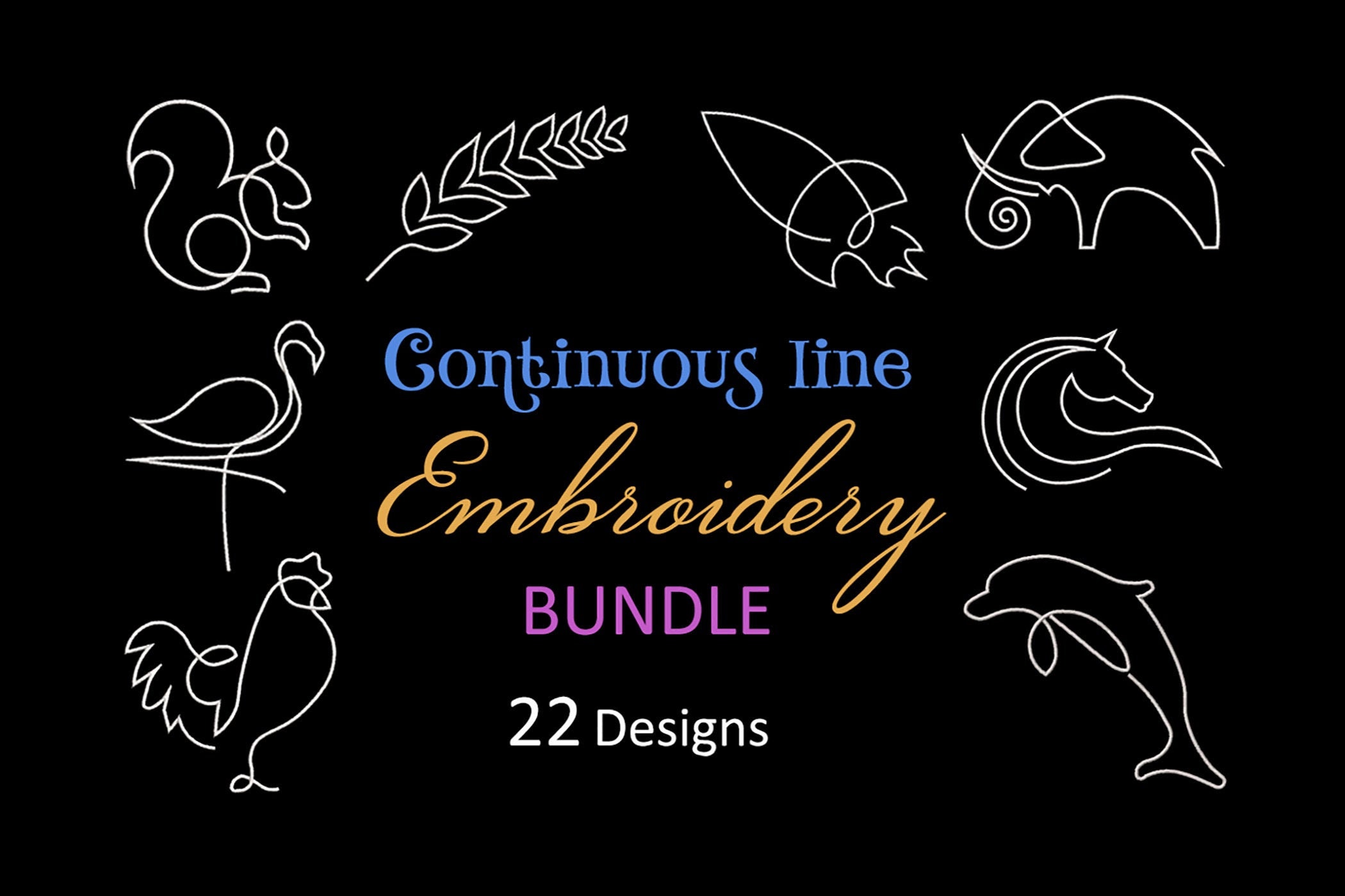 Embroidery Designs BUNDLE Continuous Line Embroidery Designs. - Etsy UK