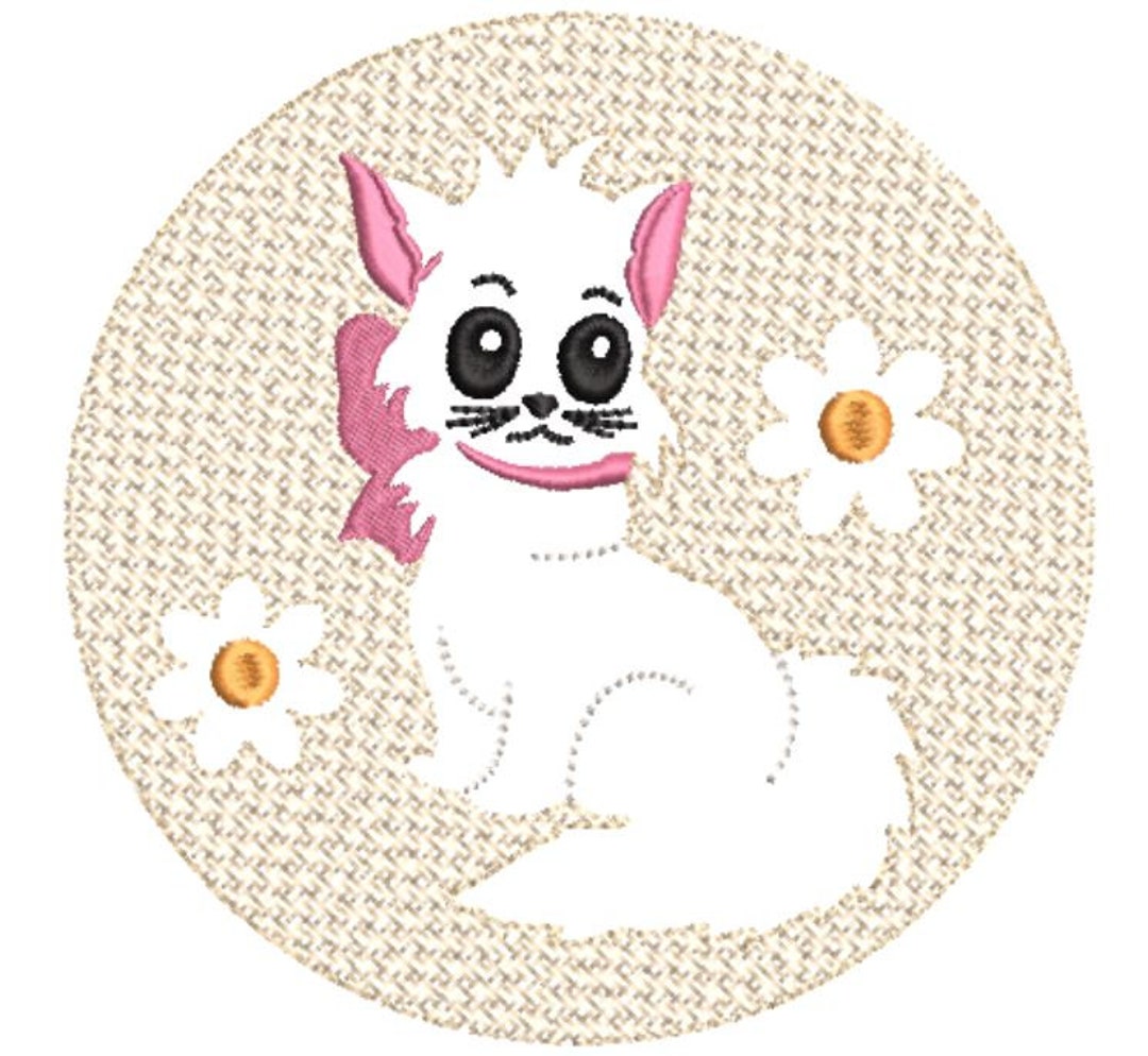 Cat Embroidery Design, Inverse Embroidery for Fluffy Fabric, Fur or ...