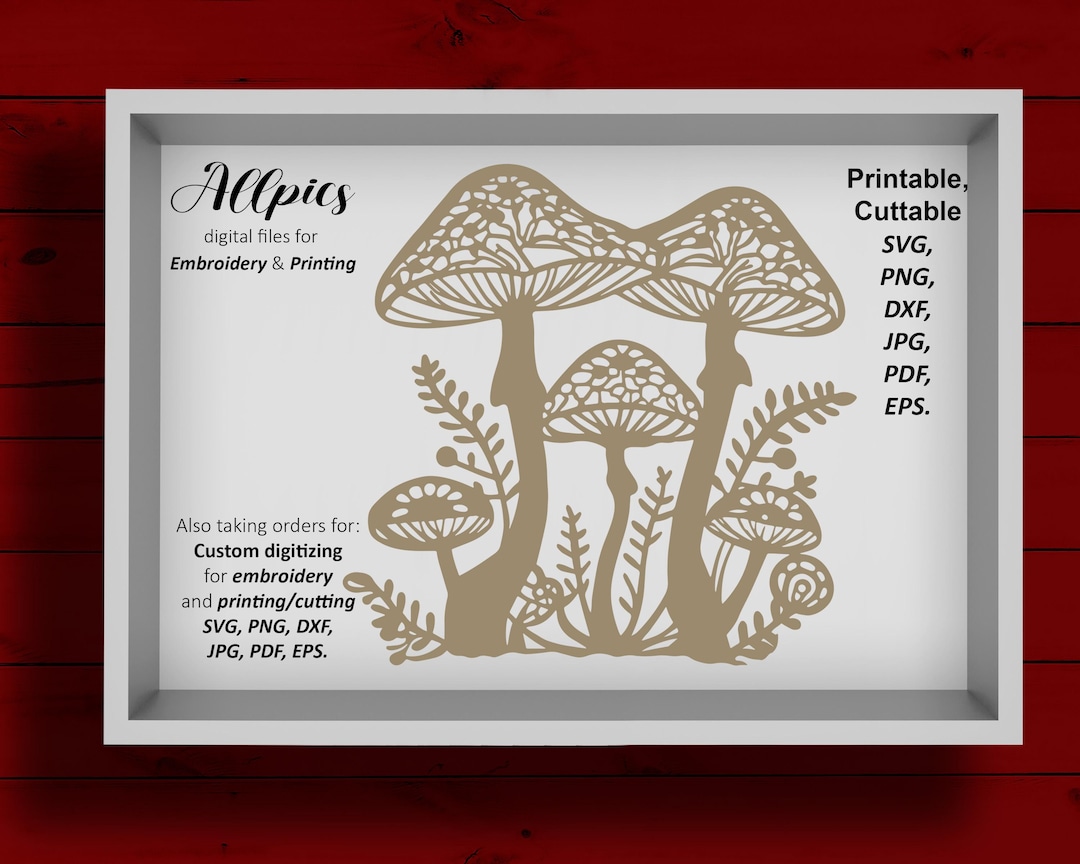 Mushroom SVG File, Delicate Mushroom Clipart, PNG Sublimation, High ...