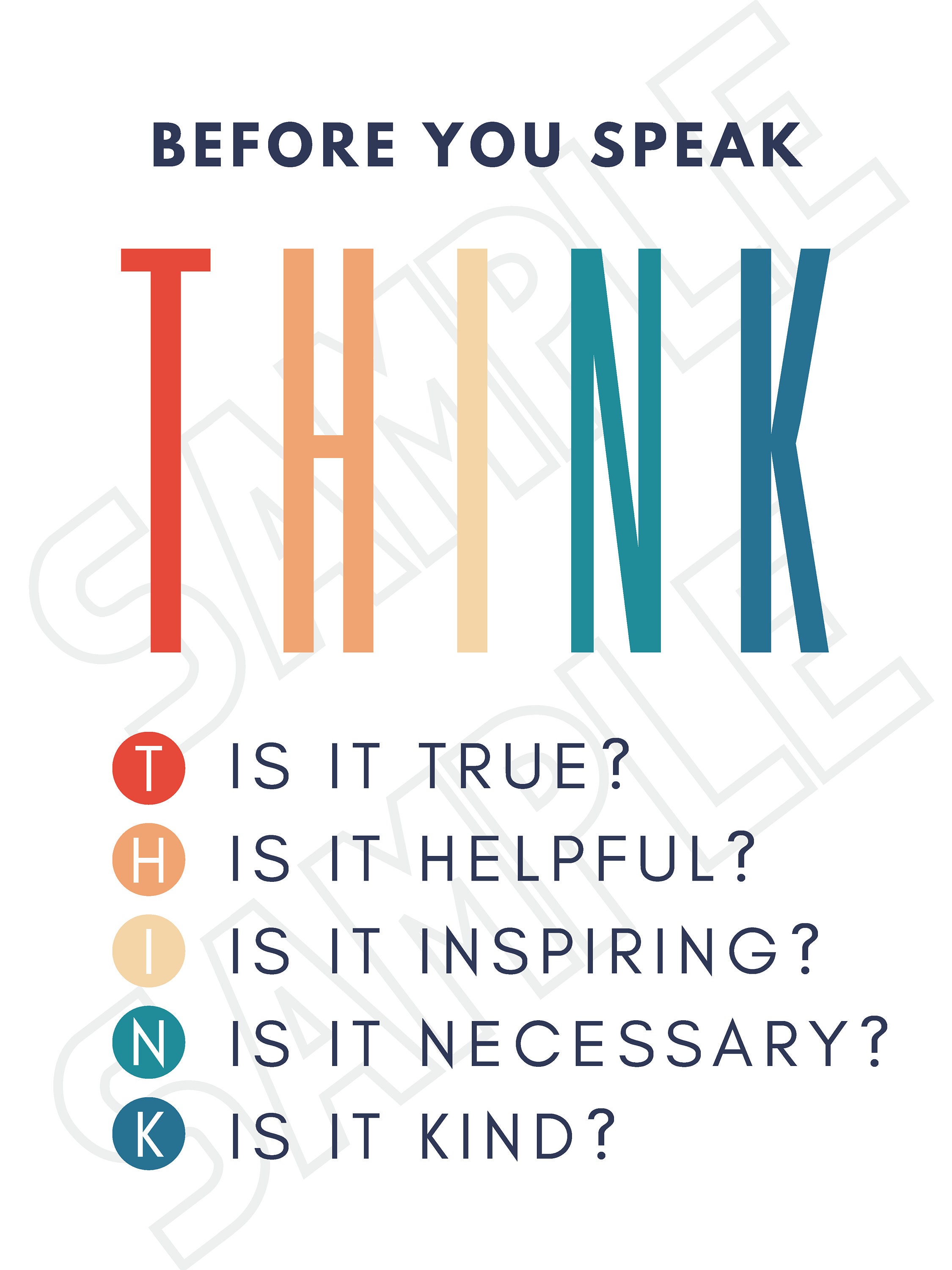 Before You Speak, Think | PRINTABLE | Inspirational Quote | Classroom ...