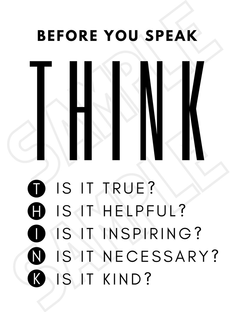 Before You Speak, Think | PRINTABLE | Inspirational Quote | Wall Art ...