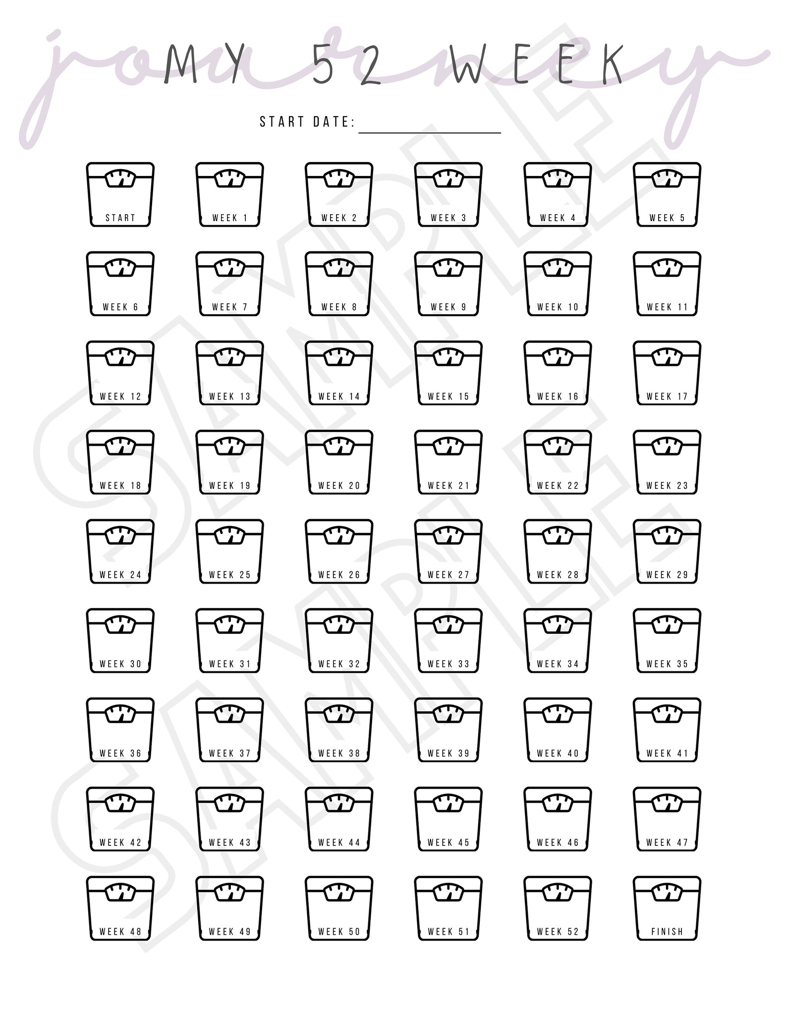 My 52 Week Journey | PRINTABLE | Weight Tracker | Weight Loss Coloring ... My 52 Week Journey | PRINTABLE | Weight Tracker | Weight Loss Coloring ...