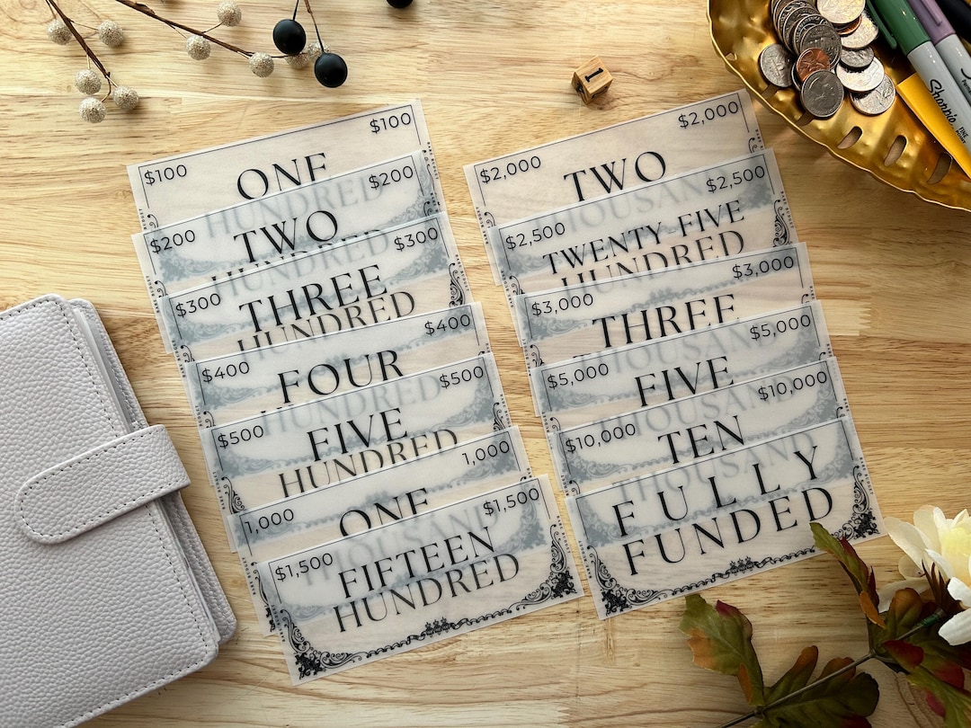 Cash Placeholder Notes for Envelopes Matte Laminated Vellum Prop Money ...