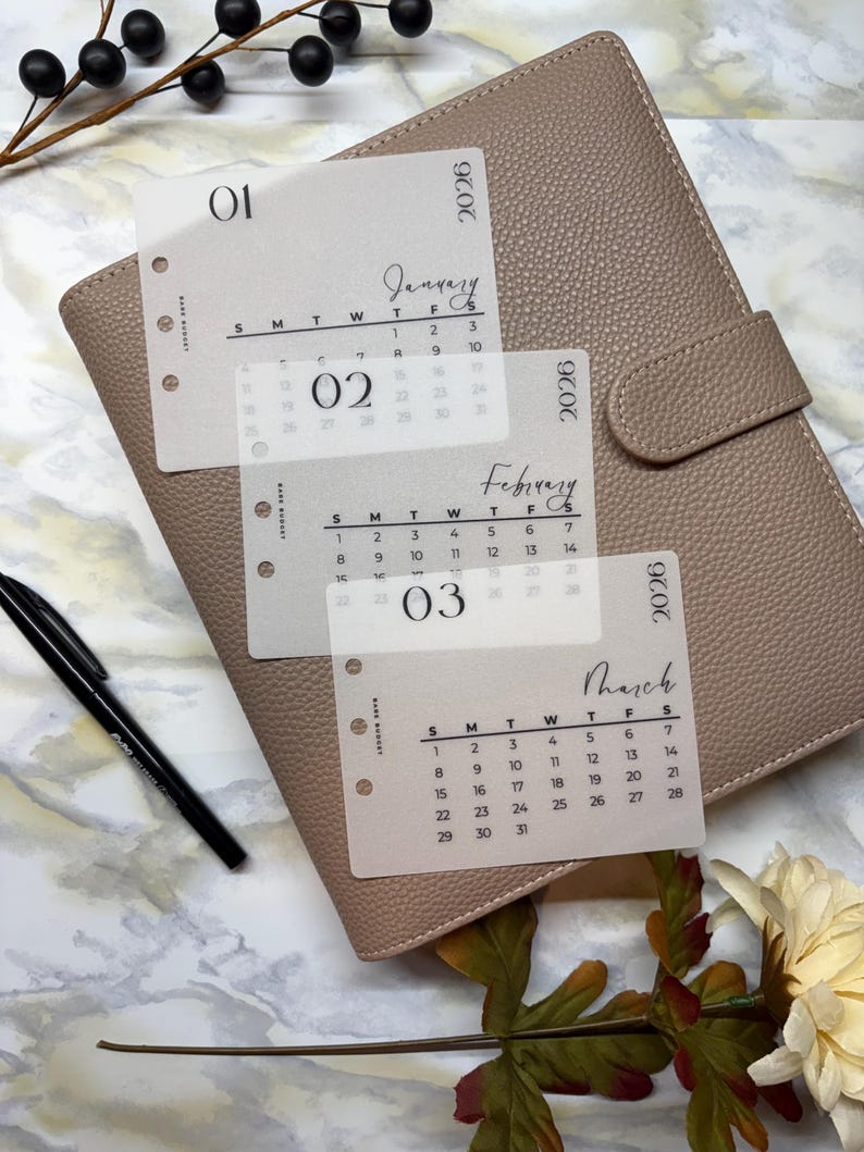 2026 Half Size Calendar Bookmarks Laminated Matte Vellum Set of 12 ...