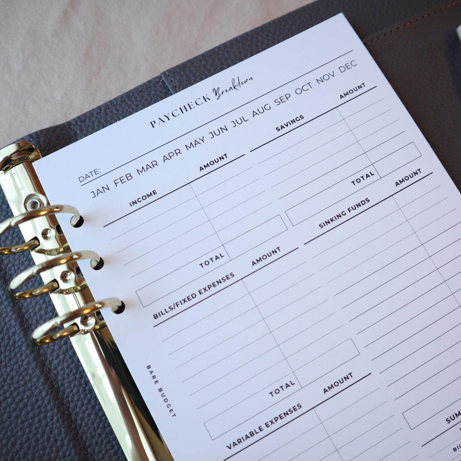 A5 Paycheck Breakdown Dashboard Laminated Vellum Paper Budgeting Insert ...