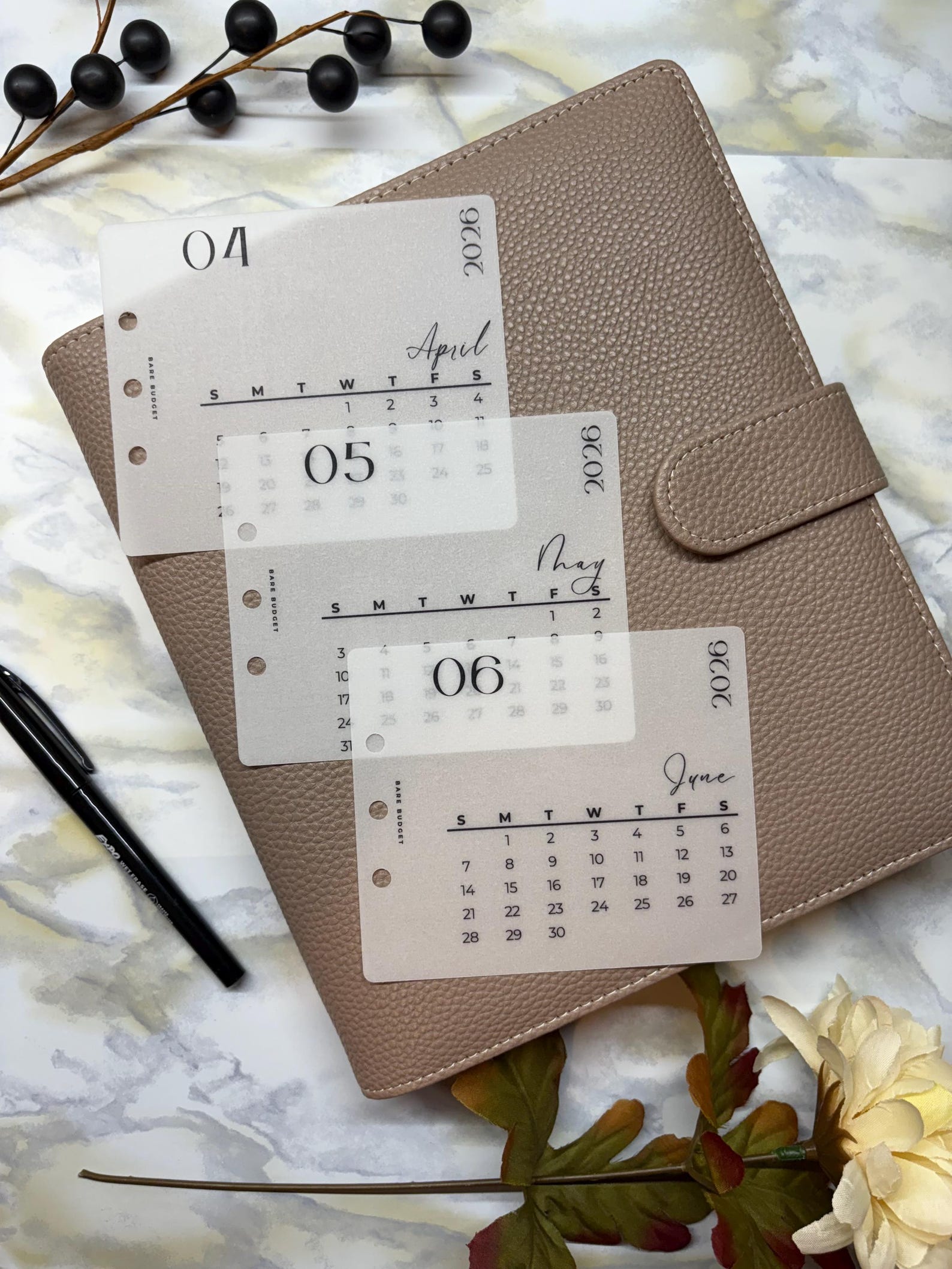 2026 Half Size Calendar Bookmarks Laminated Matte Vellum Set of 12 ...