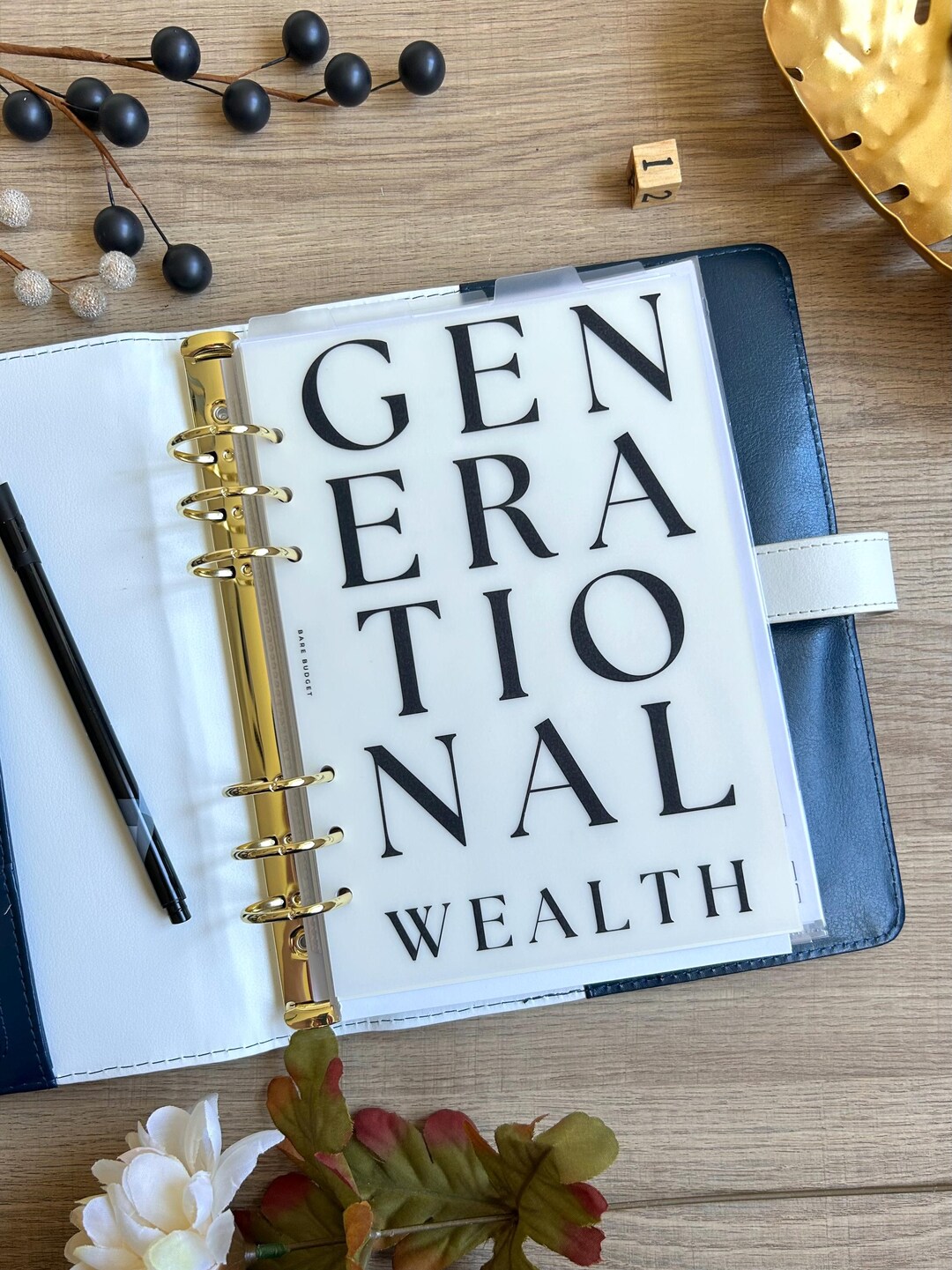 A5 Binder Dashboard Generational Wealth Matte Laminated Vellum Insert ...