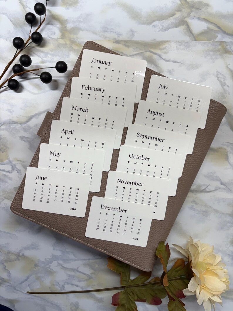 2026 Monthly Calendar Cards Glossy Laminated Cardstock Set of 12 ...