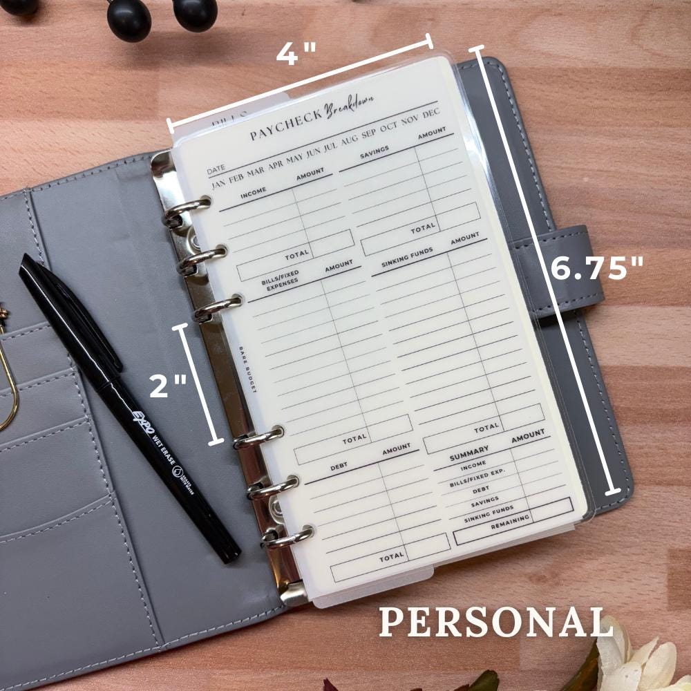 Paycheck Breakdown Tracker Dashboard for Binders Cash Budgeting ...