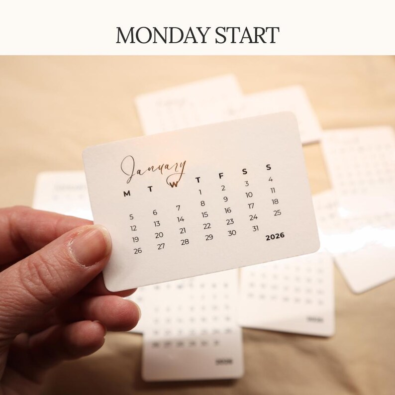 2026 Monthly Calendar Cards Glossy Laminated Cardstock Set of 12 ...