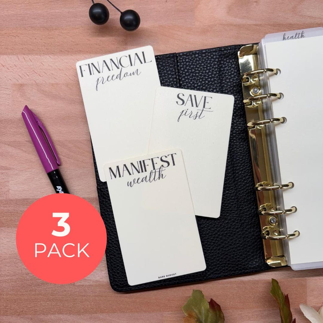 Personal Motivational Binder Cards Bundle Manifest Wealth Save First ...