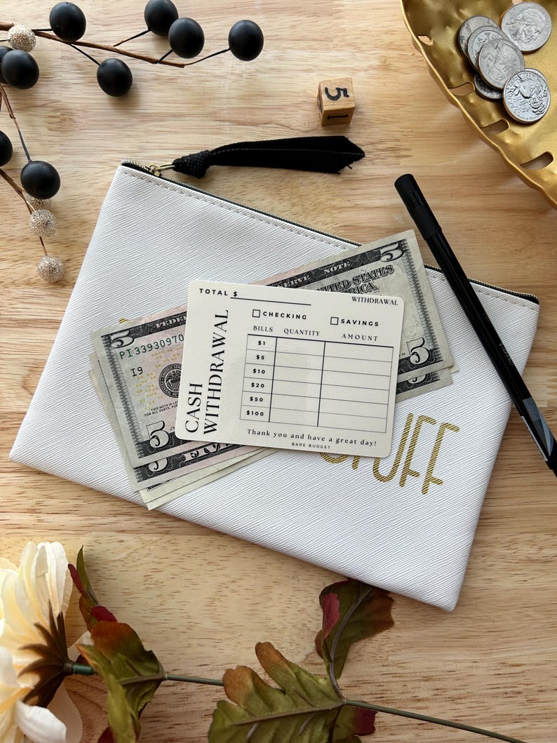 Cash Budgeting Withdrawal Slip A6 A7 Vellum or Cream Cardstock ...