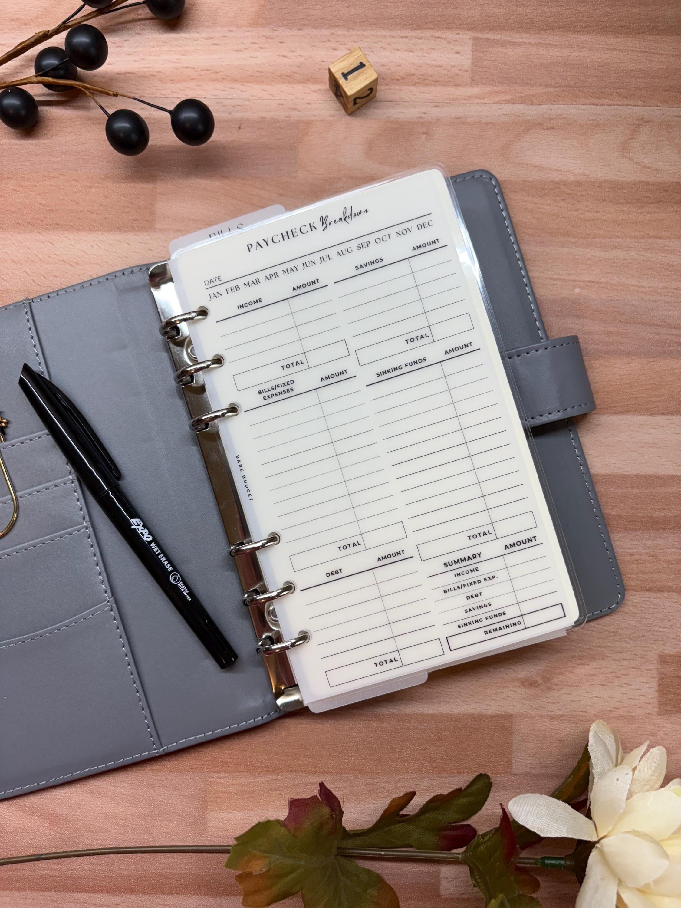 Paycheck Breakdown Tracker Dashboard for Binders Cash Budgeting ...