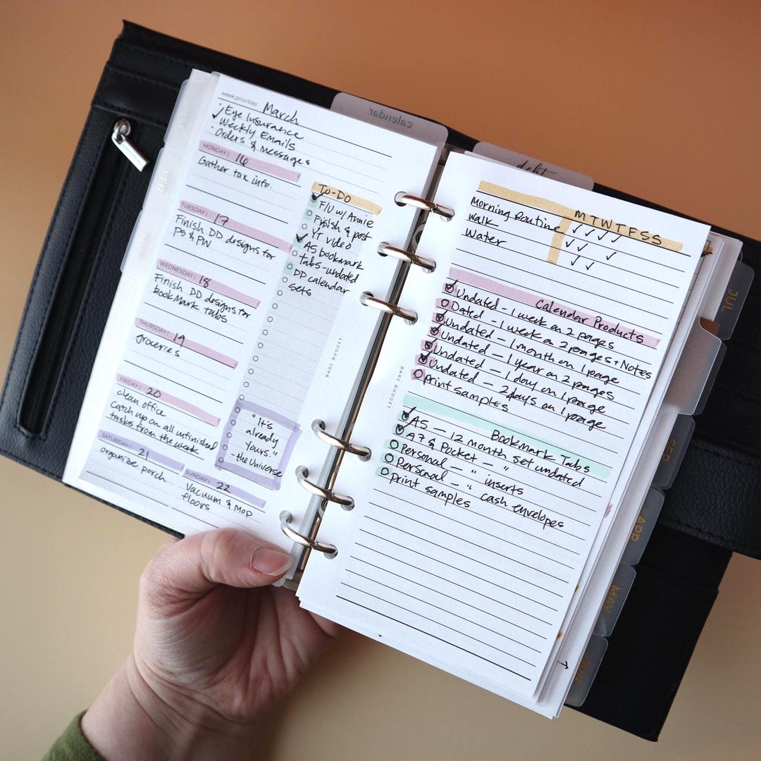 Weekly Planner Printable Undated Week on One Page Insert Personal Wide ...
