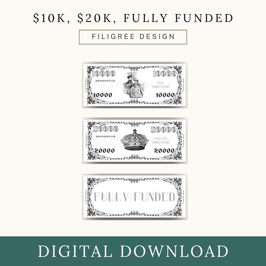 Printable Full Set Money Placeholders Bundle Prop Notes 1 20k and Fully ...