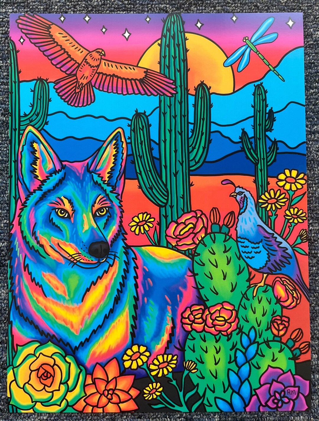 Colorful Coyote - Art Print - Etsy