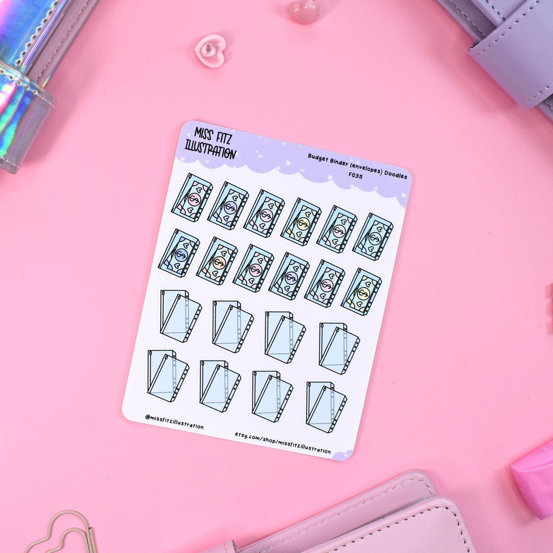 Budget Binder (envelopes) Doodles Planner Stickers - F035 - Etsy